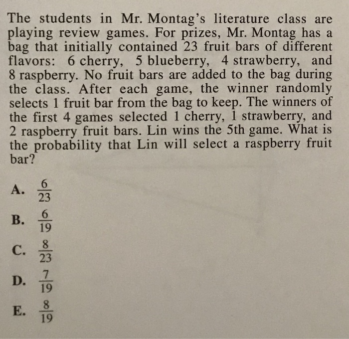 Solved The students in Mr. Montag's literature class are | Chegg.com Solved The students in Mr. Montag's literature class are | Chegg.com