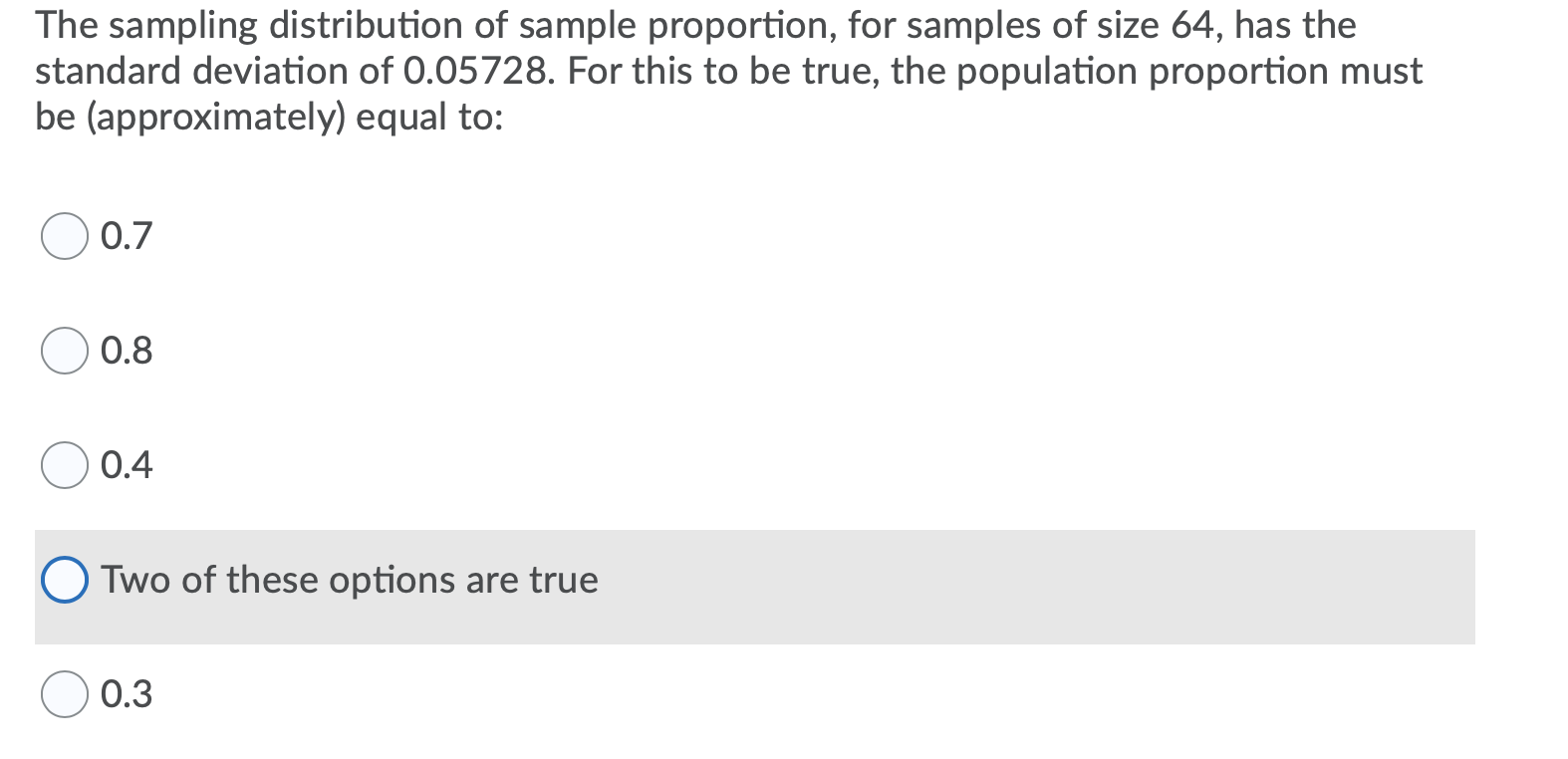 Solved The sampling distribution of sample proportion, for | Chegg.com