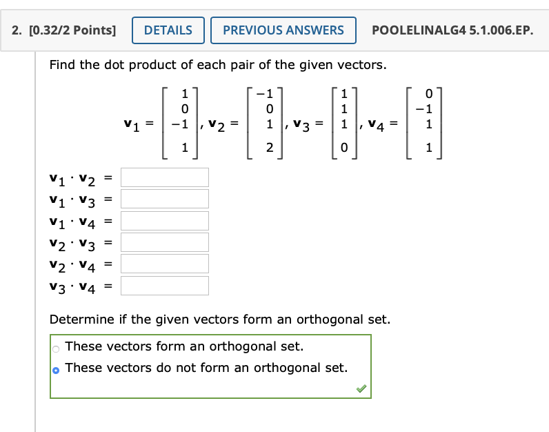 Solved 2. [0.32/2 Points] DETAILS PREVIOUS ANSWERS | Chegg.com