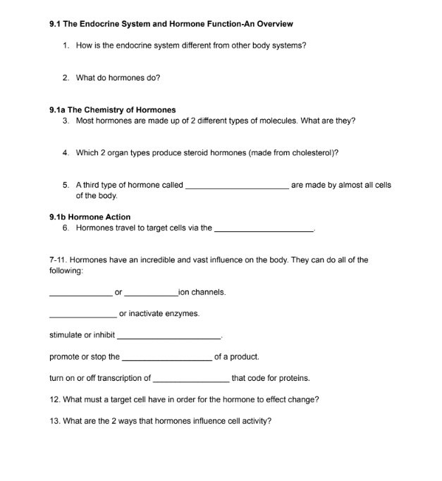 Solved 9.1 The Endocrine System and Hormone Function-An | Chegg.com