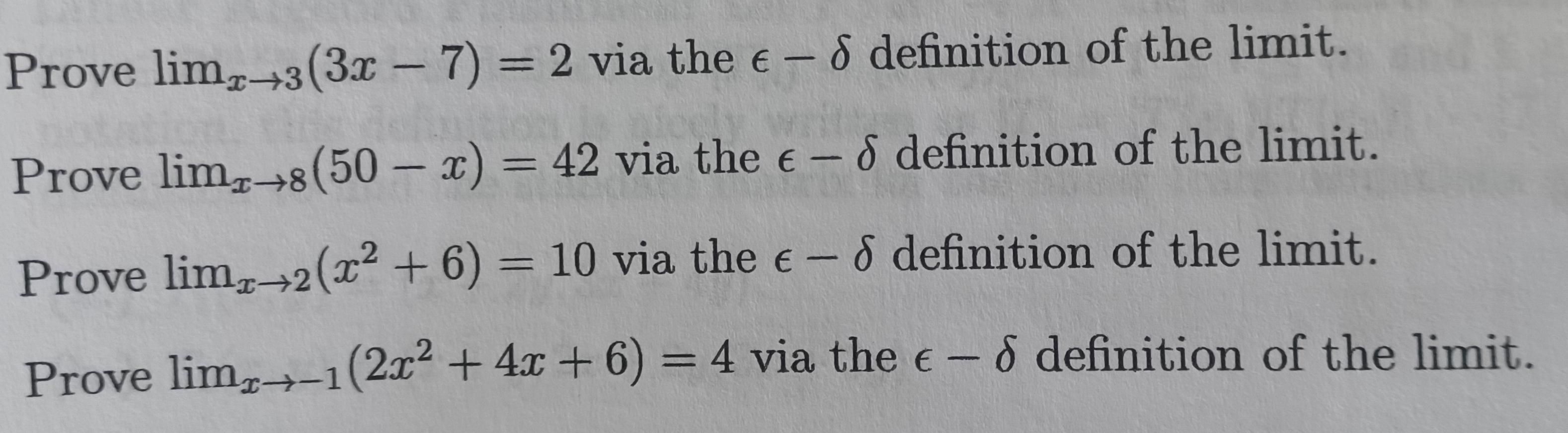 Solved Prove lim, 3(3x - 7) = 2 via the e- d definition of | Chegg.com
