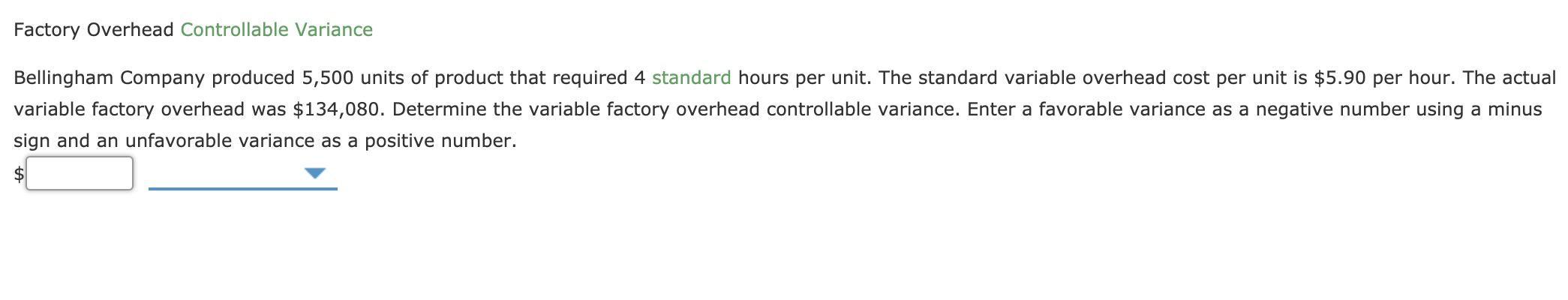 Solved Factory Overhead Controllable Variance Bellingham | Chegg.com