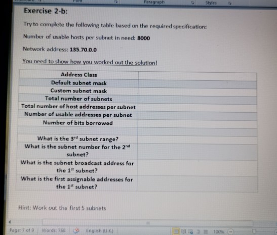 Solved Paragraph Exercise 2-b: Try to complete the following | Chegg.com