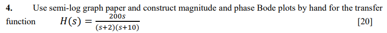 4. Use semi-log graph paper and construct magnitude | Chegg.com