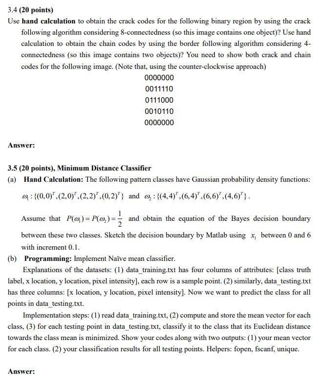 3.4 (20 points) Use hand calculation to obtain the | Chegg.com