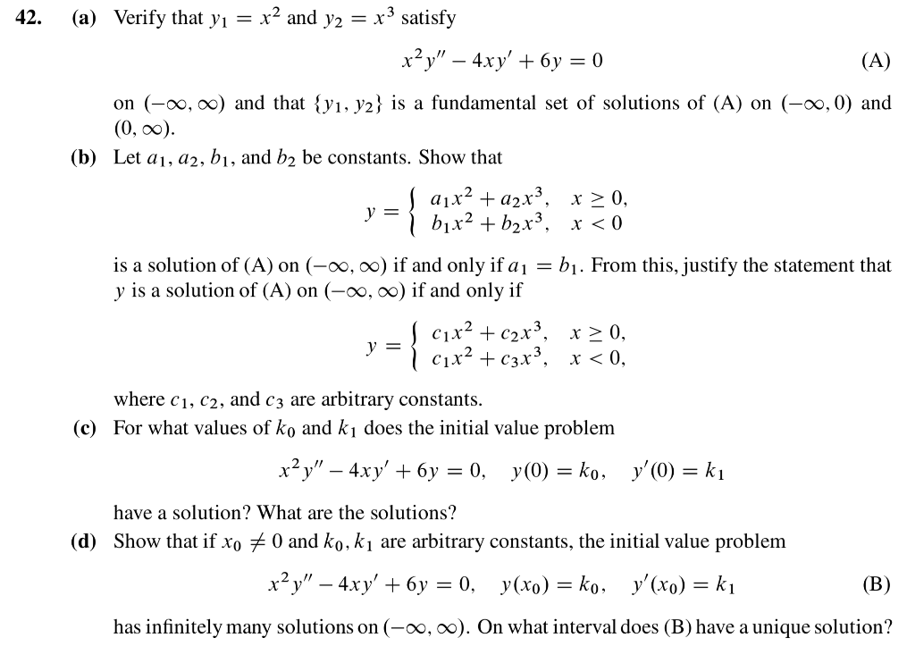 Solved (a) Verify that yı = x2 and y2 = x3 satisfy x2y” – | Chegg.com