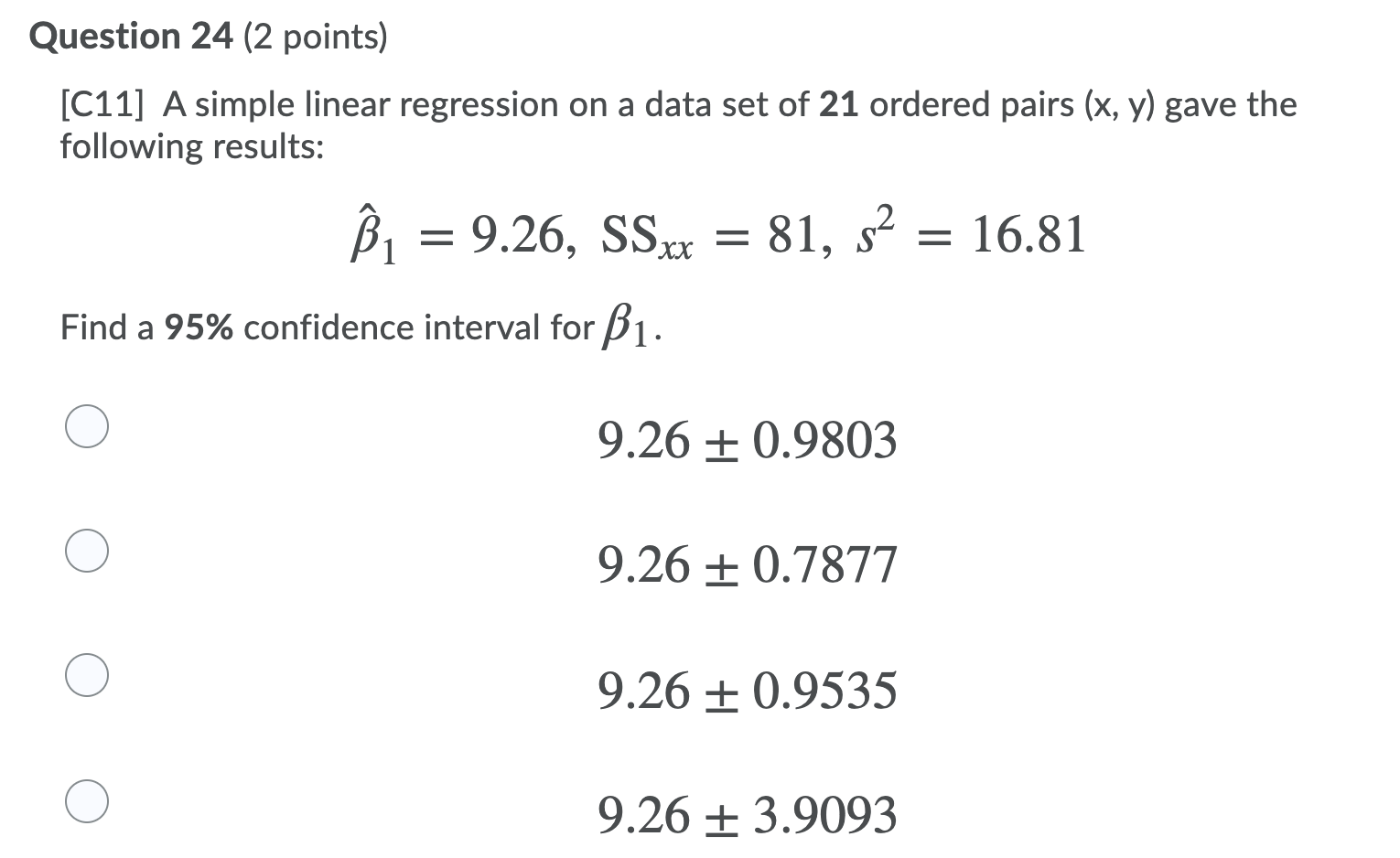 Solved Question 24 (2 points) [C11] A simple linear | Chegg.com