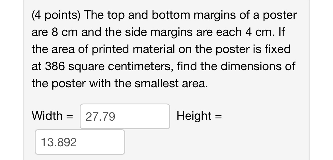 Solved (4 ﻿points) ﻿The top and bottom margins of a | Chegg.com