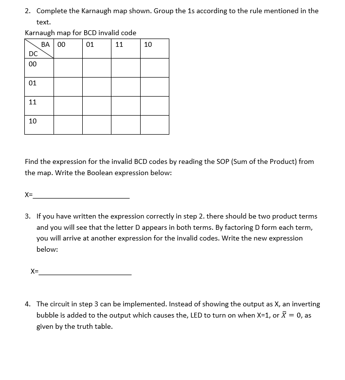 Solved Procedure BCD Invalid Code Detector 1. Complete the | Chegg.com