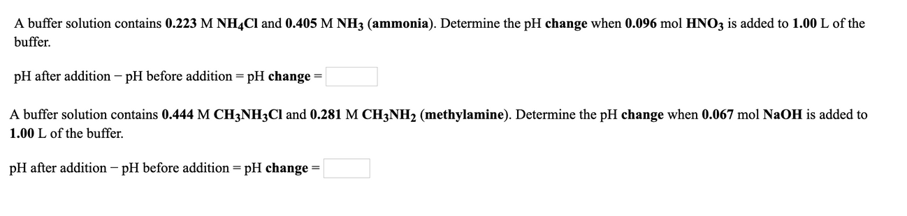 Solved A buffer solution contains 0.223 M NH4Cl and 0.405 M | Chegg.com