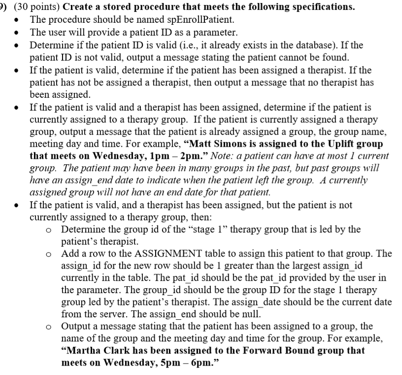 Solved Write the SQL and/or TSQL necessary to complete each | Chegg.com
