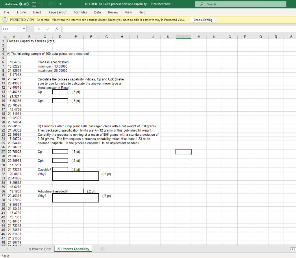 AutoSave Off HD AP1 2020 Fall II CPK process flow and | Chegg.com