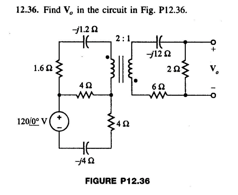 Solved 12.36. ﻿Find Vo ﻿in the circuit in Fig. P12.36.FIGURE | Chegg.com