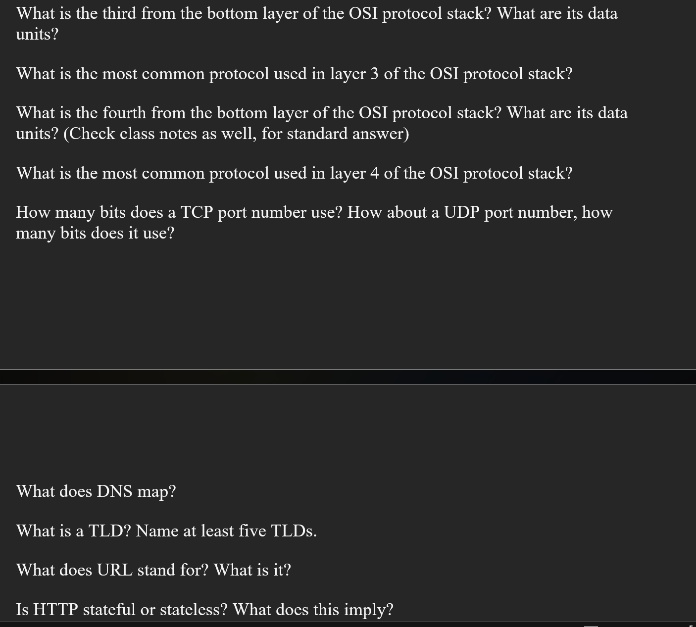Solved What is the third from the bottom layer of the OSI | Chegg.com