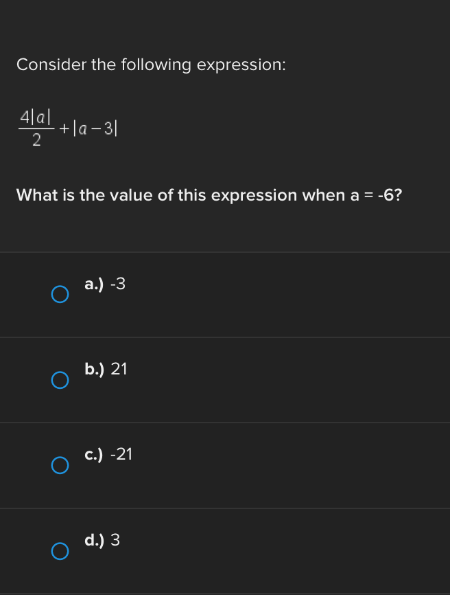 Solved Consider the following expression: 24∣a∣+∣a−3∣ What | Chegg.com