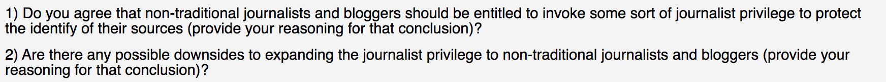 Solved 1) Do you agree that non-traditional journalists and | Chegg.com