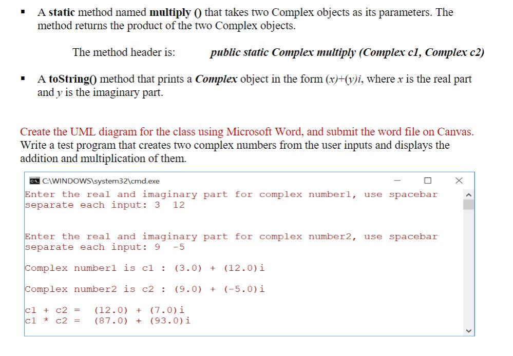 Solved 1. The Complex class (Use the posted USMoneyDemo.java | Chegg.com