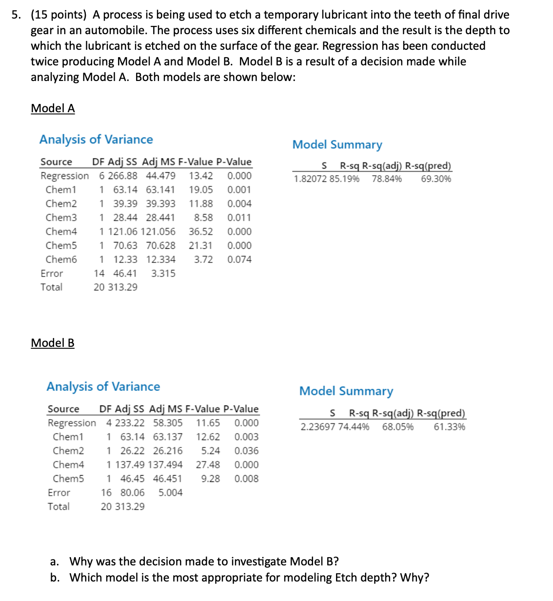 Solved (15 points) A process is being used to etch a | Chegg.com