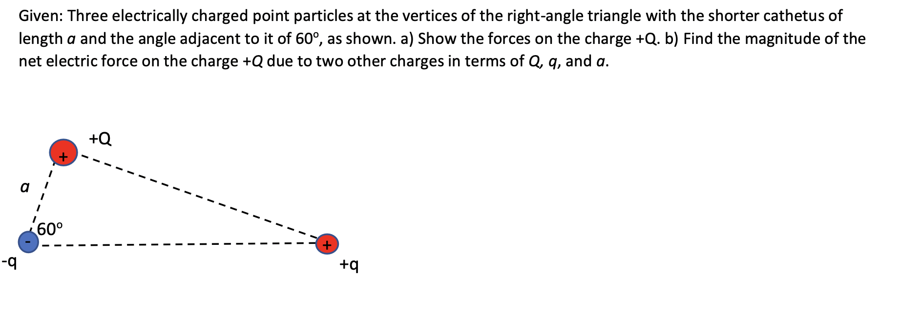 Solved Given: Three electrically charged point particles at | Chegg.com