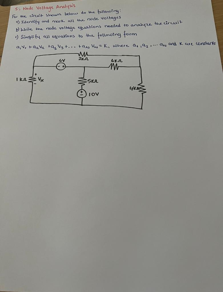Solved 5 Node Voltage Analysis For The Circuit Shown Below 7498