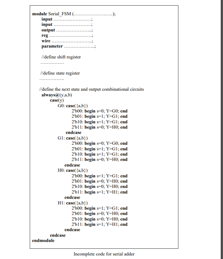 module Serial FSM ......... input ..... | Chegg.com