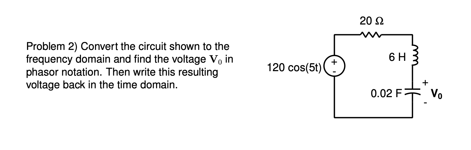 Solved Problem 2) Convert the circuit shown to the frequency | Chegg.com