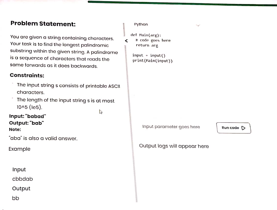 Solved Problem Statement:You are given a string containing | Chegg.com