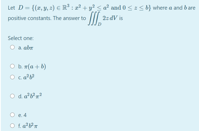 Solved = {(x, y, z) € R3 : x2 + y2 | Chegg.com