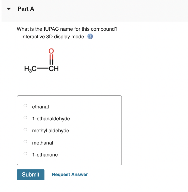 Solved Part A What is the IUPAC name for this compound? | Chegg.com