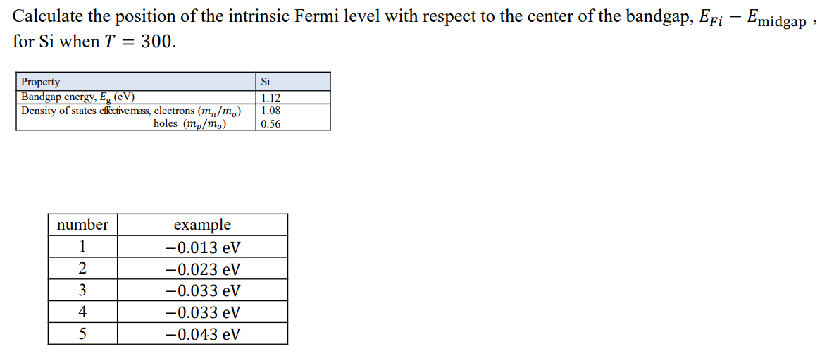 Solved Physical constants Other semiconductor parameters | Chegg.com