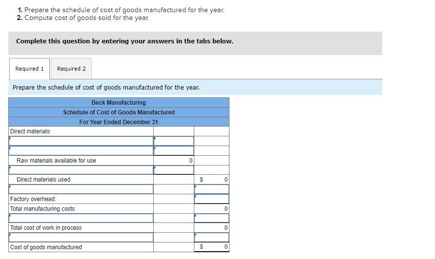 Solved Exercise 18−15 (Algo) Schedule of cost of goods | Chegg.com