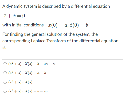Solved A dynamic system is described by a differential | Chegg.com