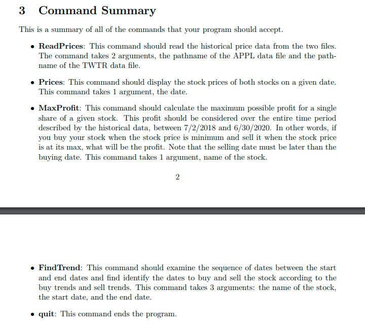 Solved You will write a program to model a series of stock | Chegg.com