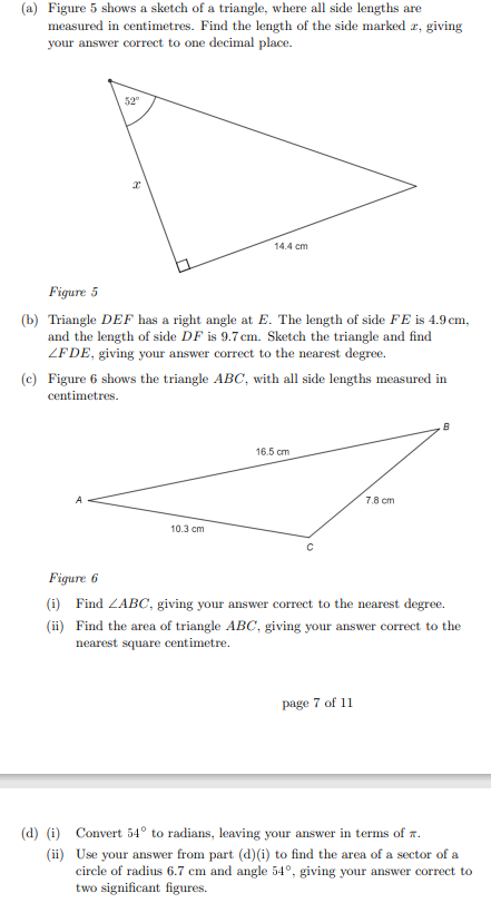 Solved (a) Figure 5 shows a sketch of a triangle, where all | Chegg.com