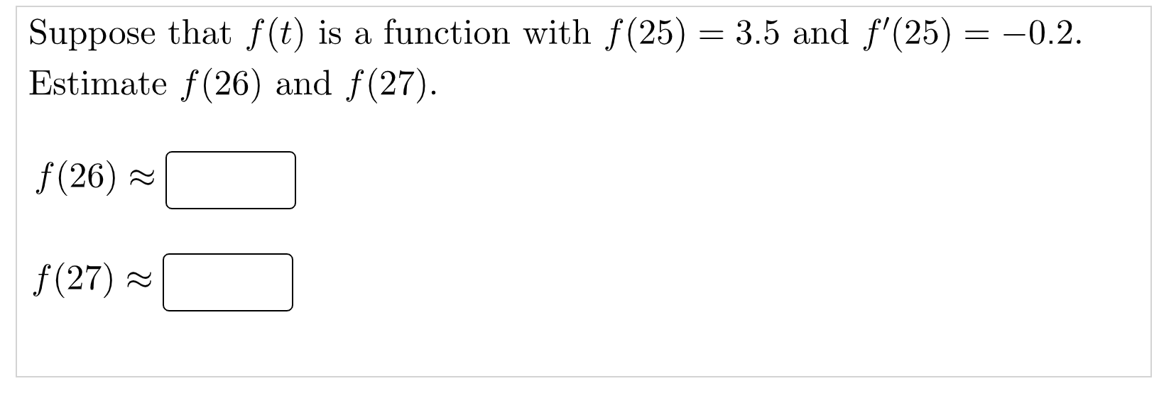 Solved Suppose that f(t) is a function with f(25) = 3.5 and | Chegg.com