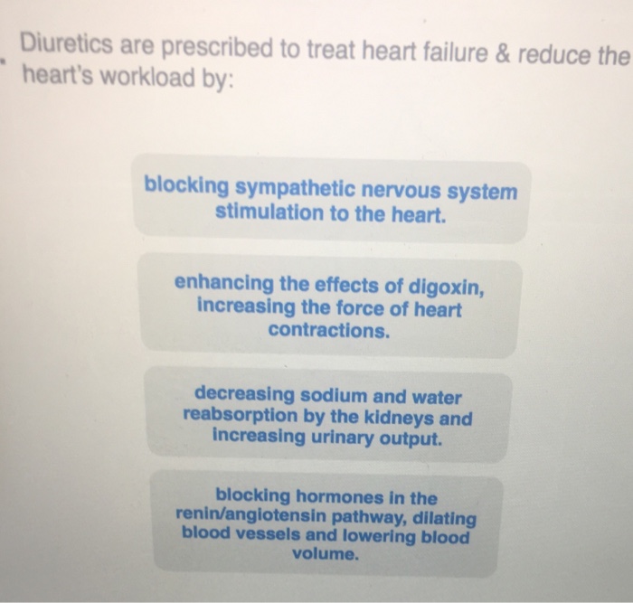 Solved Diuretics are prescribed to treat heart | Chegg.com