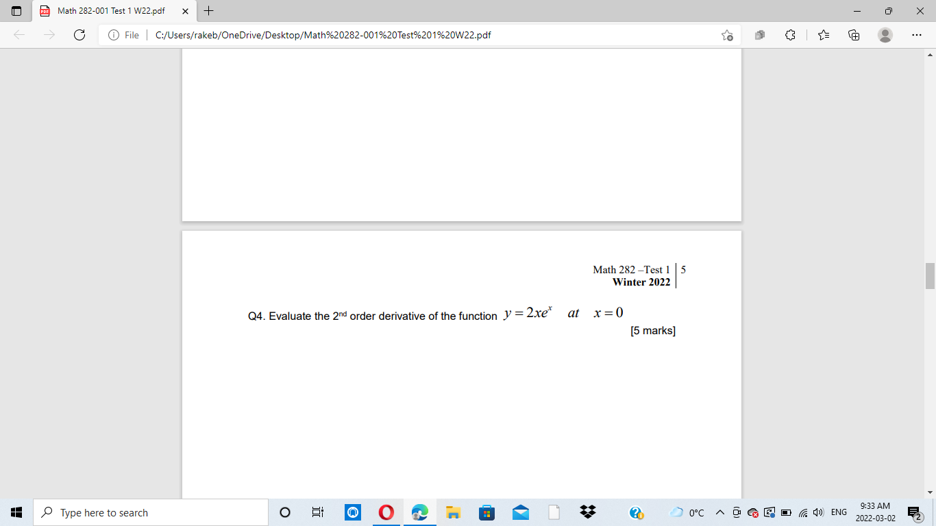 Solved Math 282-001 Test 1 W22.pdf х + . c File | Chegg.com