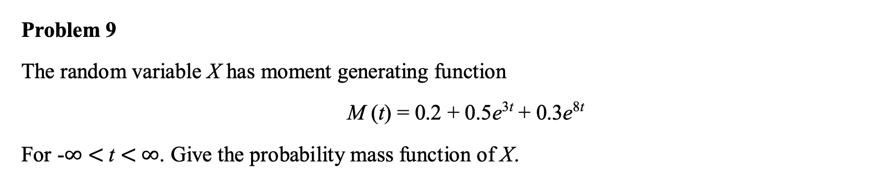 The Random Variable X Has Moment Generating Function 