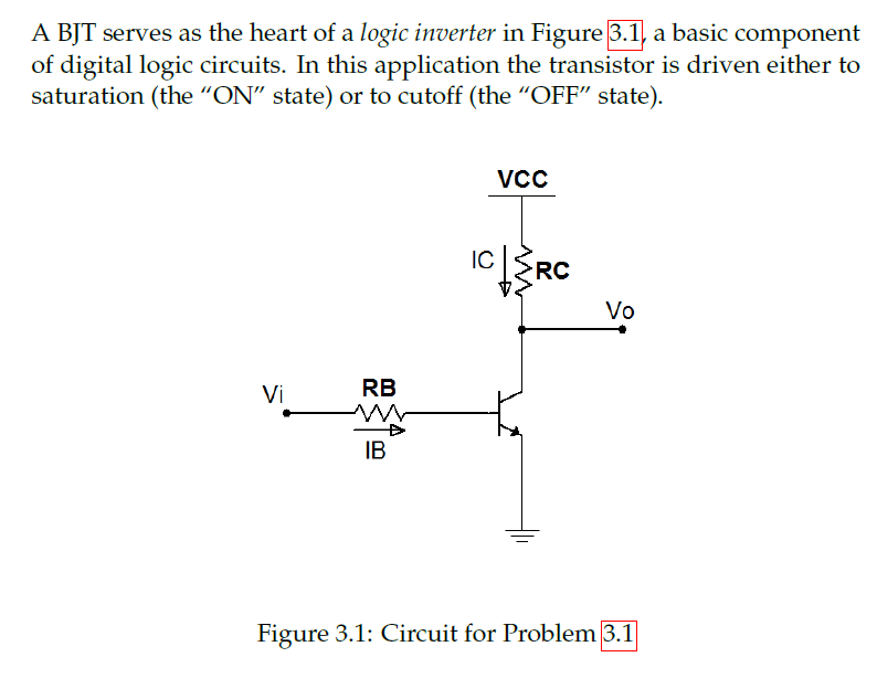 Solved A BJT serves as the heart of a logic inverter in | Chegg.com
