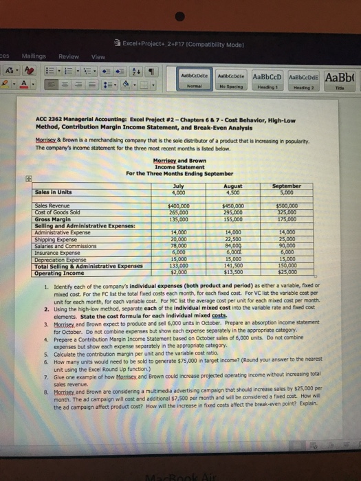 Solved Excel Project+ 2+F17 (Compatibility Model es Mailings | Chegg.com