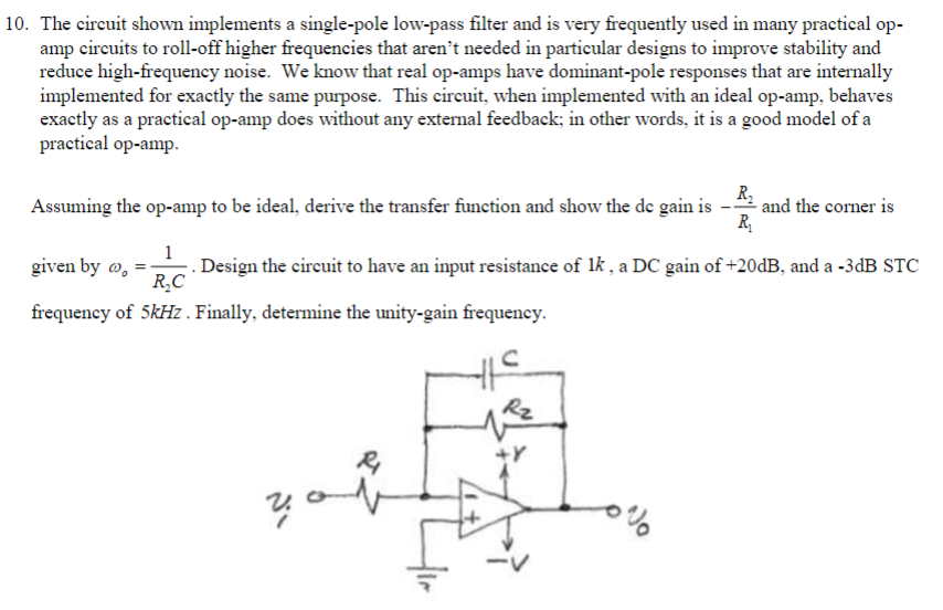 Solved 0. The circuit shown implements a single-pole | Chegg.com