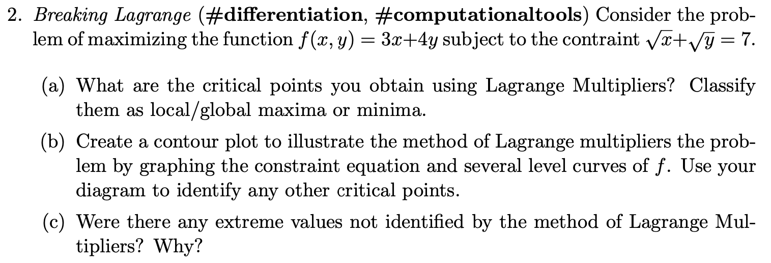 Solved Breaking Lagrange (#differentiation, | Chegg.com