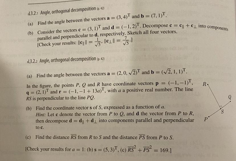 Solved ¿33.2.1 Angle, orthogonal decomposition (p. 42) (a) | Chegg.com