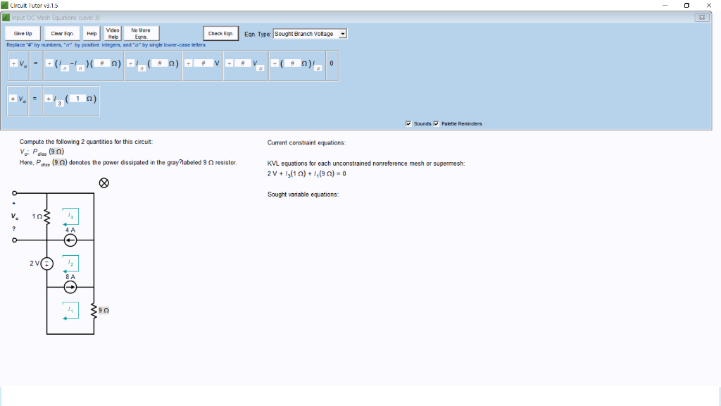 Solved Circuit Tutor v3.15 Input DC Mesh Equations (Level 3 | Chegg.com