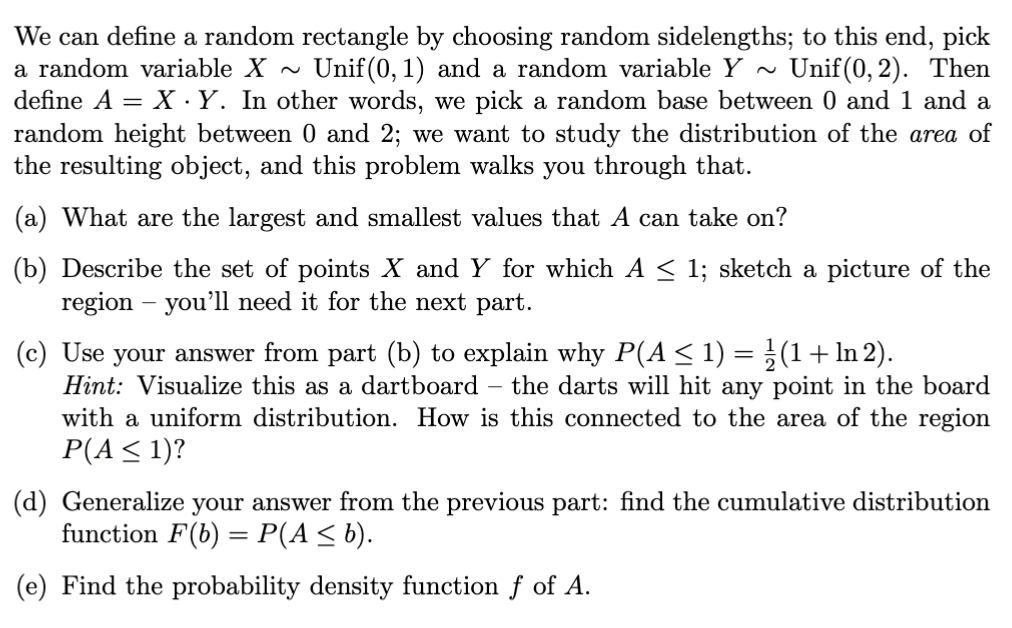 Solved We can define a random rectangle by choosing random | Chegg.com