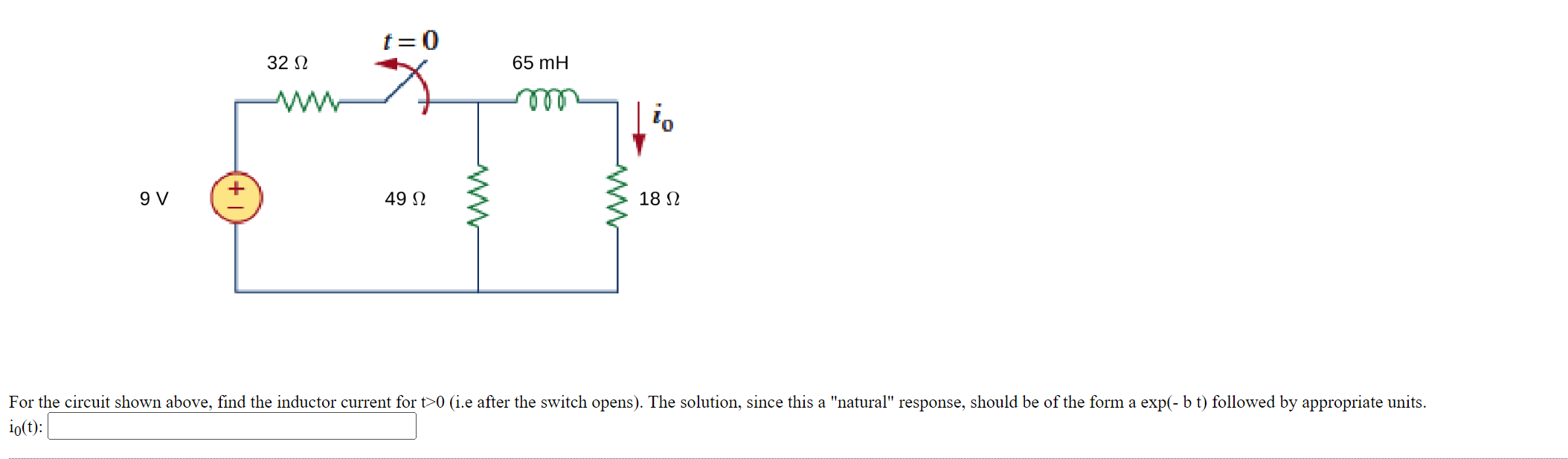 Solved For the circuit shown above, find the inductor | Chegg.com