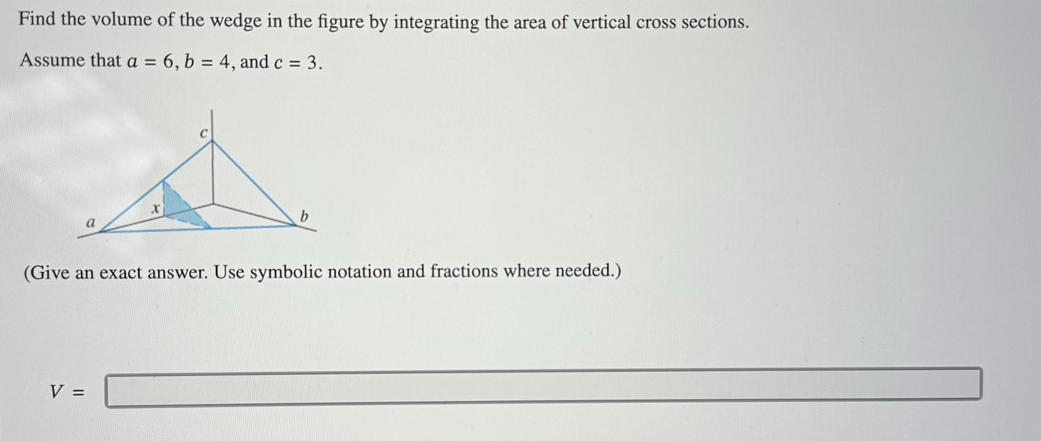 Solved Find the volume of the wedge in the figure by | Chegg.com