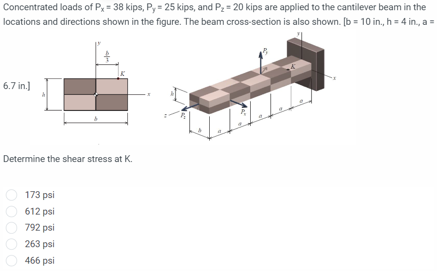 [Solved]: Concentrated loads of ( P_{x}=38 mathrm{