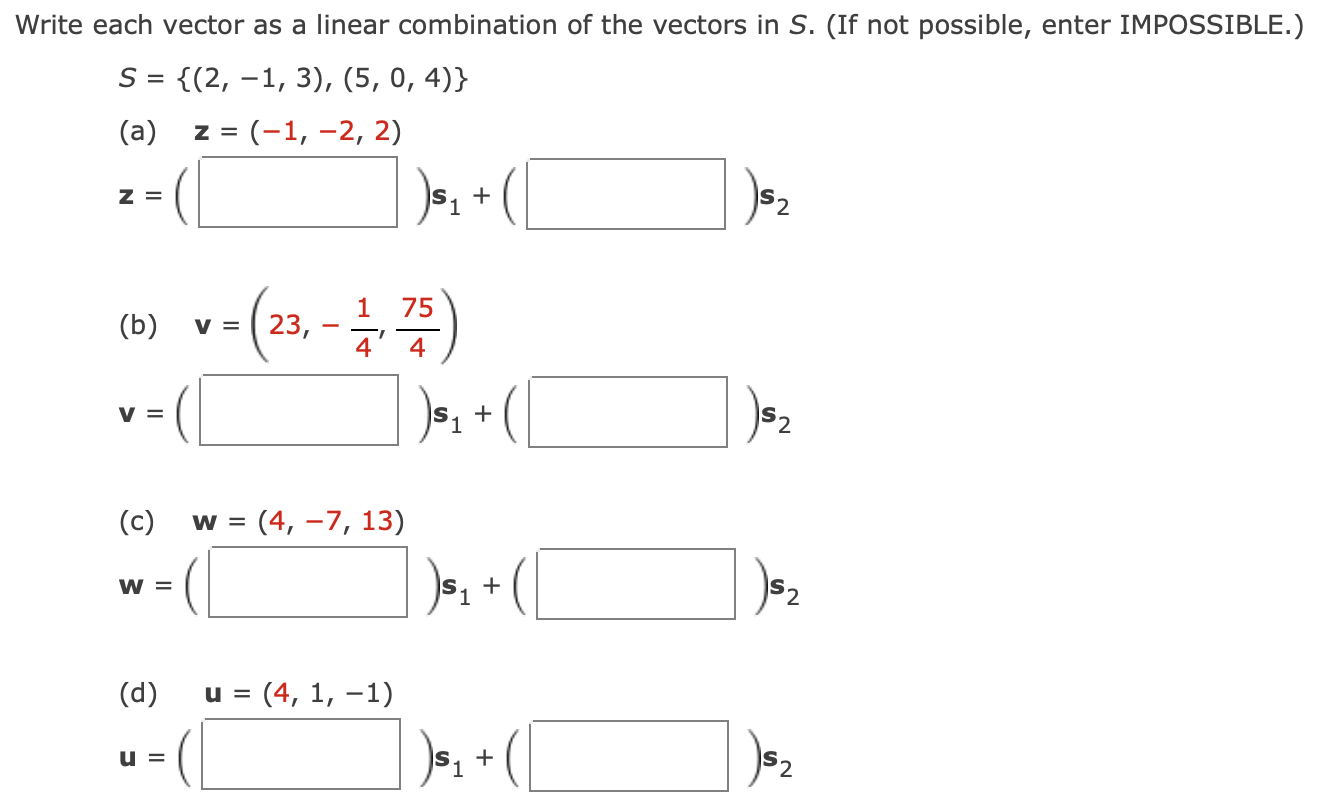Solved Write each vector as a linear combination of the | Chegg.com
