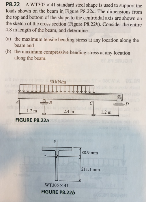 Solved P8.22 A WT305 × 41 standard steel shape is used to | Chegg.com